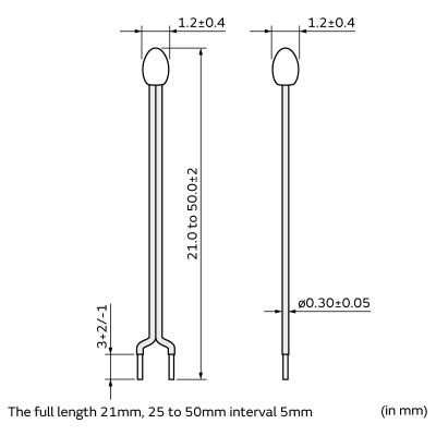 China Temperature sensing NTC thermistor muRata NXFT15XV502FEAB050 with high accuracy and halogen free lead free construction for sale