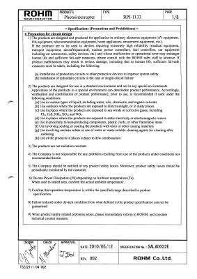 China Load resistance calculation and operating range details for ROHM RPI-1133 photointerrupter component for sale