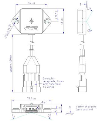 China dual axis sensor TE Connectivity G-NSDOG2-001 W CAL CERT G-NSMIS-005 with integrated vibration filters for sale