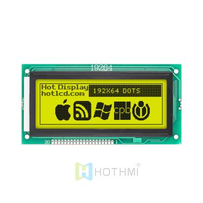 China 4.36 inch 192x64 Graphic Dot Matrix Display Module | STN+ | 5.0v | Yellow-green Backlight | MCU | AIP31108 for sale