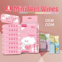 China Compact Antibacterial Wet Wipes 14×15cm with Vitamin E & Xylitol - Custom Logo Packaging Available for sale