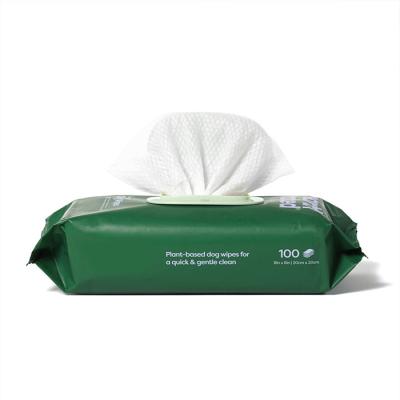 China 100% Biodegradable Viscose Plant Fiber Pet Wipes 20x20cm 100pcs Pure Water Dog Cleaning for sale