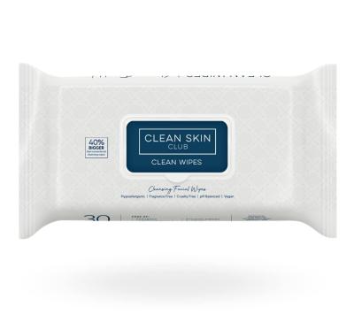 China Pure Water Non-Alcohol Makeup Remover Wipes 20x25cm 30pcs 100% Plant Fiber Biodegradable for sale