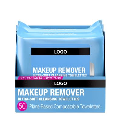 China Ultra Soft Biodegradable Makeup Wipes 18.5x16.5cm No Alcohol Extra Moist Viscose Fiber for sale