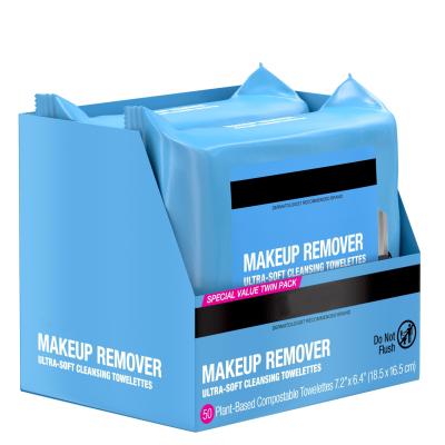 China 18.5x16.5cm Plant-Based Ultra Soft Makeup Remover Wipes - 40-90g Biodegradable OEM Pads for sale