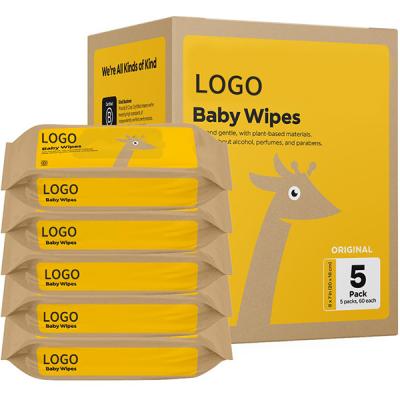 China Biodegradable Bamboo Baby Wipes 18x20cm 60PCS - Fragrance Free Alcohol Free Hypoallergenic Wet Wipes for sale