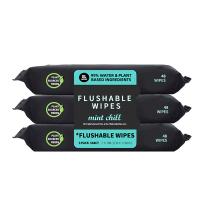 China Plant-Based Flushable Wet Wipes 17.8x17.8cm with Mint & Vitamin E - 48 Count Pack OEKO-TEX Certified for sale