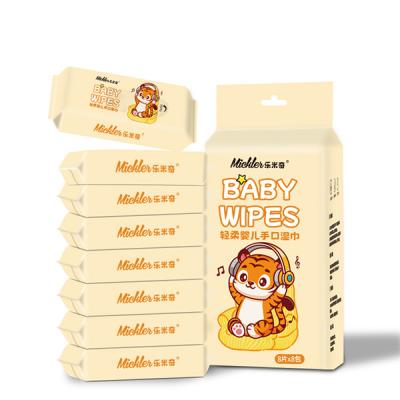 China Portable Unscented Wet Wipes 14×15cm Alcohol-Free for Travel 64 Wipes in 8 Packs for sale