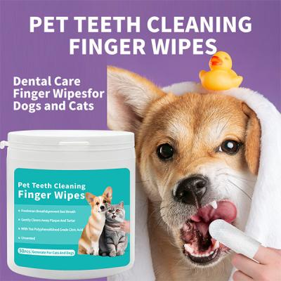 China Paraben Free Dog Dental Finger Wipes 4x8cm with Aloe Vera & Witch Hazel - 50 Pcs per Pack for sale