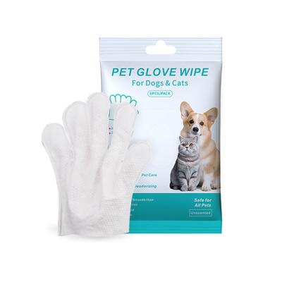 China Mild Fresh Scent Dog Bathing Gloves 23x25cm with Lavender Scent - 6 Pcs/Bag Pet Grooming Wipes for sale