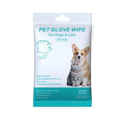 China Oversize 23x25cm Puppy Bathing Gloves with Customizable Ingredients - 6 Pcs/Bag Pet Grooming Wipes for sale