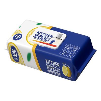 China 80 Count Nonwoven Fabric Kitchen Cleaning Wipes 20x25cm with Lemon Scent for Microwave and Cooktops for sale