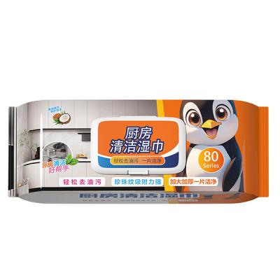China Large 7.8x9.8 Inch Kitchen Cleaning Wipes 80 Count - Heavy Duty Grease Cutting Multi-Surface Cloths for sale