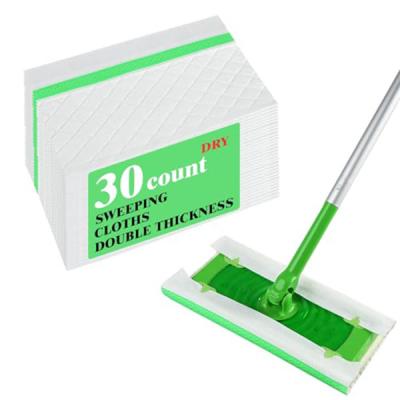 China 30-Pack White Dry Sweeping Cloths | Highly Absorbent Disposable Mop Pads | Customizable Size 10-100pcs/Bag for sale