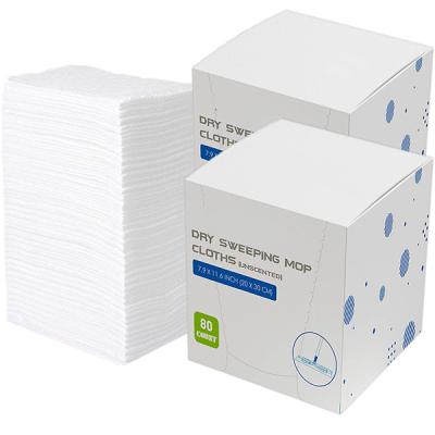 China White 80 Count Dry Sweeping Pads 7.8x11.8 Inch Disposable Mop Refills for All Floor Types for sale