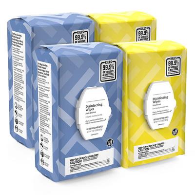 China OEM Lemon Fresh Air Scent Disinfectant Wet Wipes 80 Count with 99.9% Germ Elimination for sale
