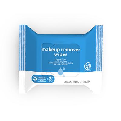 China OEM Non-Comedogenic Makeup Remover Wipes 25 Count 18.7x18.5cm Fragrance Free Viscose Plant Fiber for sale