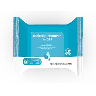 China Custom 25-Count Hydrating Makeup Remover Wipes 18.7x18.5cm Alcohol-Free pH Balanced Viscose Fiber for sale