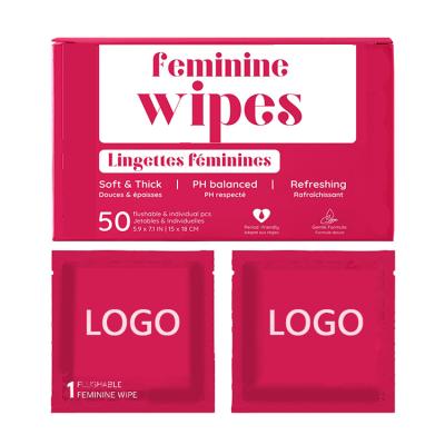 China Customized 50 Pack Individual Packaging Scented Feminine Intimate Wipes for sale