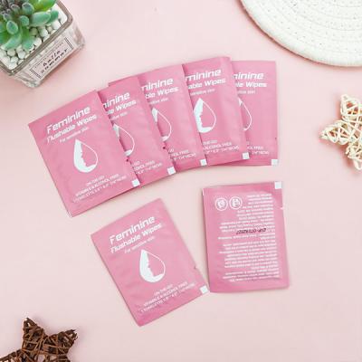 China Custom Logo 100% Plant Fiber Flushable Feminine Wipes 15x20cm 80 Sheets for sale