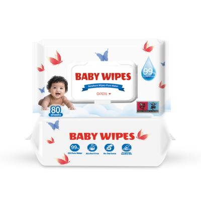 China Wholesale Bulk Pack 80 Spunlace Nonwoven Fabric Baby Wet Wipes 150x200mm for sale