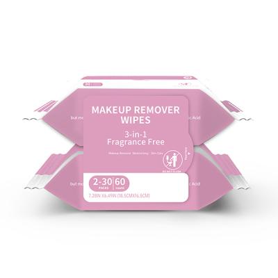 China Fragrance-Free Makeup Remover Wipes 18.7x18.5cm, 60-Pack Biodegradable Plant Fiber with OEKO & FSC Certifications for sale