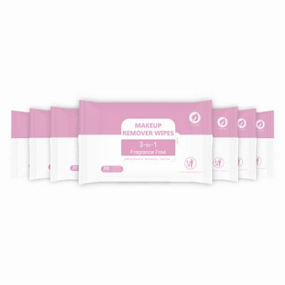 China 3-in-1 Makeup Remover Wipes 16.5x18.5cm with 97% Natural Ingredients and OEKO-TEX Certification for sale