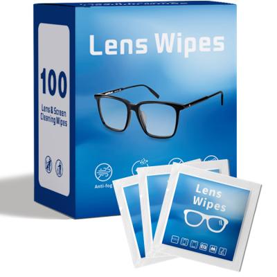 China 100pcs Individually Wrapped Anti-Fog Lens Cleaning Wipes for Eyeglasses Camera Screens 5cm for sale