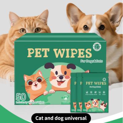 China Custom 20x20 cm Individually Wrapped Pet Wipes 50 Sheets per Box for Paws Body Ears Cleaning for sale