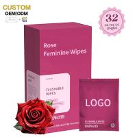 China Wholesale Private Label Rose Feminine Wipes 32 Pack 15x20cm Individually Wrapped Flushable for sale