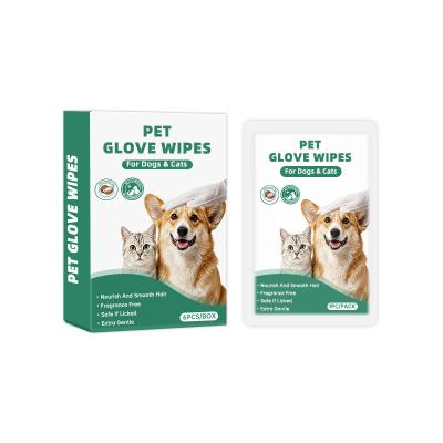 China OEM ODM Custom Pet Grooming Glove Wipes 1 Glove Per Sachet 6 Sachets Per Box for sale