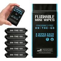 China Custom Private-label Personal Adult Wipes 48PCS 15*18cm On-The-Go Portable Pocket Packs Free Fragrance 99% Water Flushable Wipes for sale