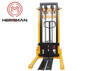 China 1000kg 1.6M 2M 2.5M Semi Electric Wire Rope Stacker With Nylon Wheel for sale
