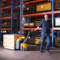 China 4.8km/H 180mm Height 1500kg Electric Riding Pallet Jack for sale