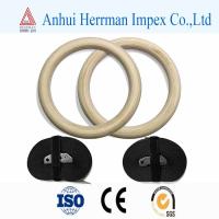 China Fitness Nylon Strap Wooden Gymnastic Gym Rings For Olympic Strength for sale
