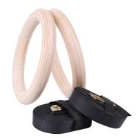 China Gym Exercise Adjustable Straps Wooden Gymnastic Rings for sale