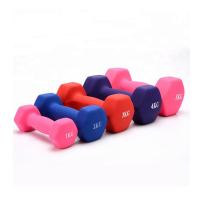 China Colorful Plastic Dipping Hexagonal Vinyl Neoprene Coated Dumbbell Sets for sale