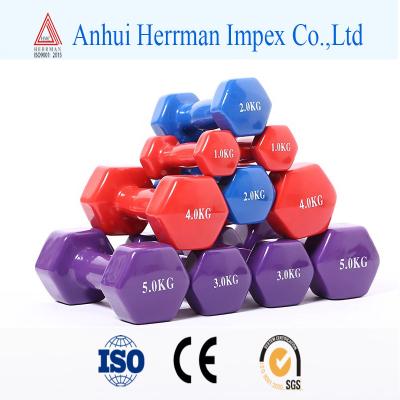 China Weightlifting Body Building Vinyl Coated  Barbell Set Rolling Prevention for sale