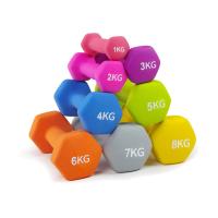 China Colorful Vinyl Neoprene Coated Hexagon Rubberised Dumbbells for sale