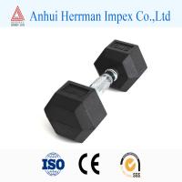 China Gym  Coated Rubber Encased Solid Hex Dumbbells Sets For Weight Lfiting for sale