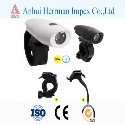 China High Performance Bicycle Spare Parts Bike Front Headlight With 20 LUX Lighting Value for sale