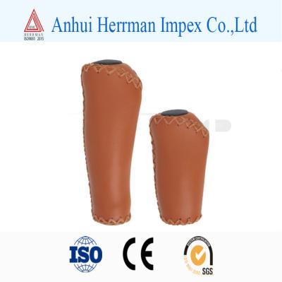 China Anti Skid 22.2mm Brown Leather Bike Handlebar  Grips for sale