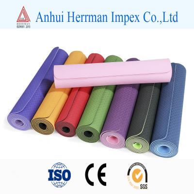 China Eco Friendly Custom Double Layer  TPE Material Yoga Mat for sale
