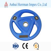 China Three Holes Colorful Barbell Bumper Plates For Gym Fitness Rubber Weightlifting for sale