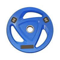 China Three Holes Colorful Barbell Bumper Plates For Gym Fitness Rubber Weightlifting for sale