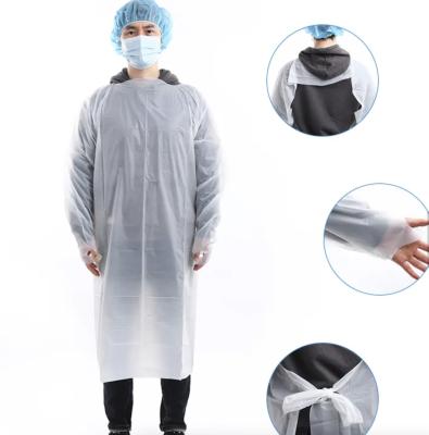 China Plastic Waterproof Long sleeved Disposable CPE Gown With thumb loop for sale