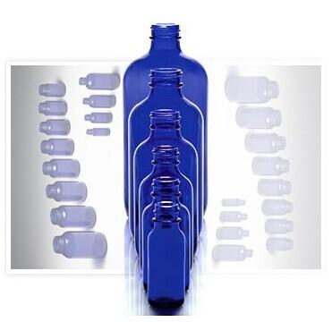 China Boston Round Glass Bottle 60ml to 500ml Cobalt Blue Soda Lime for Pills for sale