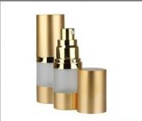 China 15ml-100ml Airless Pump Acrylic Bottle Golden Color Frost Body Aluminium Cap for sale