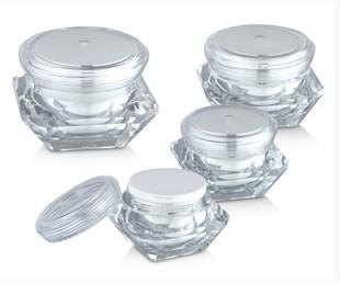 China Crystal Diamond Transparent Acrylic Cream Jars 15g 30g 50g for Cosmetic Packaging for sale