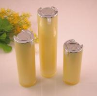 China 15ml 30ml 50ml Yellow Round Acrylic Airless Bottles for Body Lotion Cream for sale